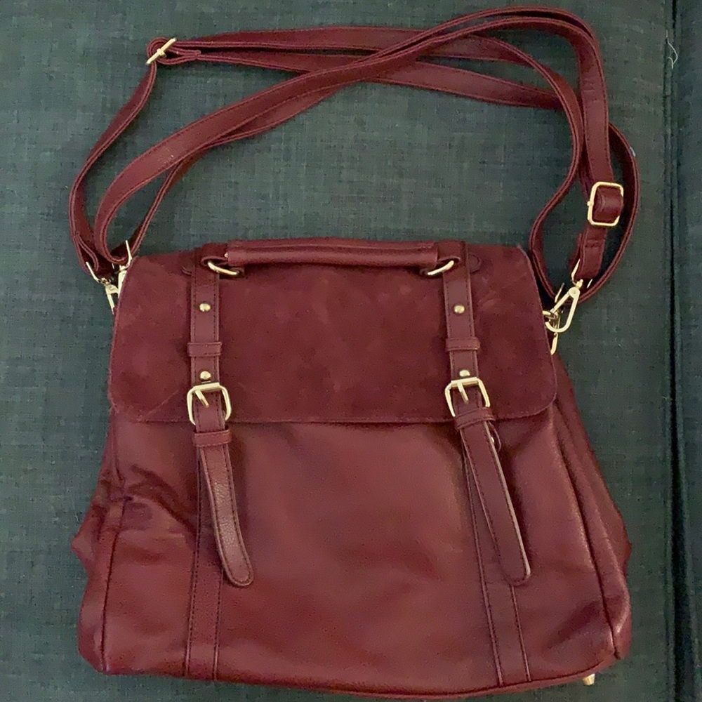 Leather Messenger Bag Convertible Backpack - Gem